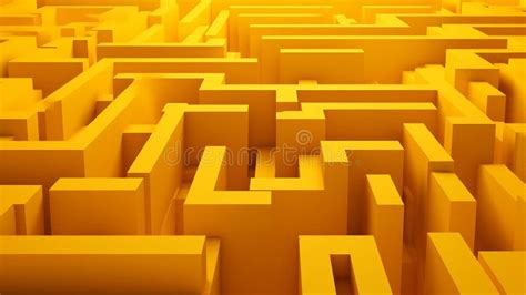 Abstract Yellow Maze With Geometric Patterns And Shadows Creating A Complex And Intriguing