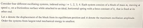 Solved Consider Four Different Oscillating Systems Indexed Chegg