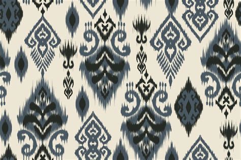 Ethnic Seamless Ikat Fabric Pattern With Tribal And Geometric Motifs In