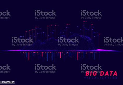 빅 데이터 시각화 정보 파 기술 디지털 빅데이터의 미래지향적추상 배경 분석 데이터 계산 및 처리 벡터 일러스트레이션 복잡성에