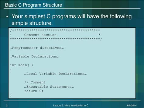 ppt cs156 more introduction to c variables input output