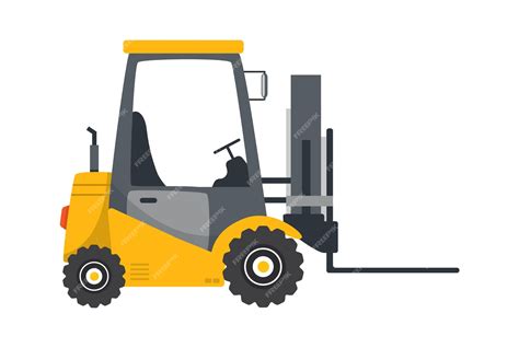지게차 기계 건설 산업 벡터 일러스트 레이 션 프리미엄 벡터