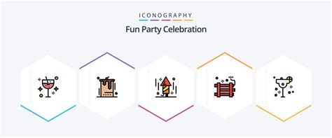 Party 25 Filledline Icon Pack Including Party Bomb Explosive Wedding