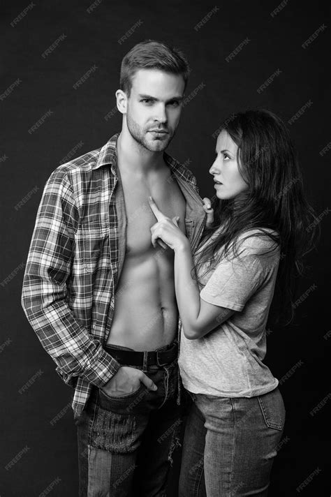 Premium Photo Sexy Man And Woman Together In Checkered Shirt Love