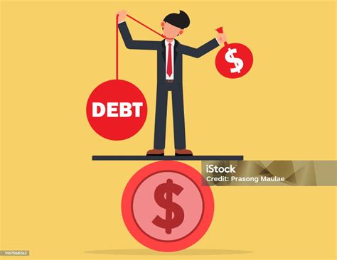 재정 문제 평균 사업 소득 부채와 소득 사이에서 저울질하는 사업가 걱정하는에 대한 스톡 벡터 아트 및 기타 이미지 걱정하는 경영자 경쟁 Istock