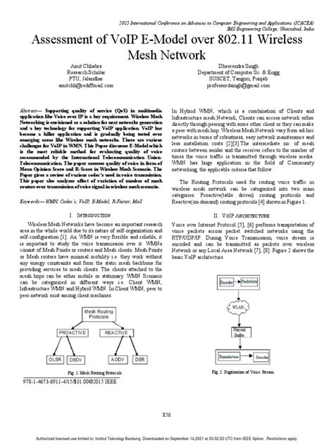 assessment of voip e model over 802 11 wireless mesh network pdf