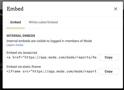 Internal Embedded Reports Embedding Mode Support