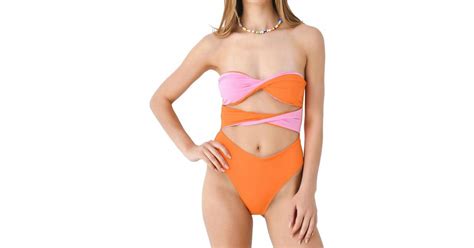 Solid And Striped Reversible Marlie One Piece Swimsuit In Orange Lyst
