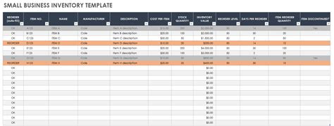 Free Small Business Inventory Templates Smartsheet
