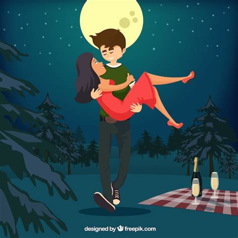 Ilustración De Pareja Romántica Vector Premium