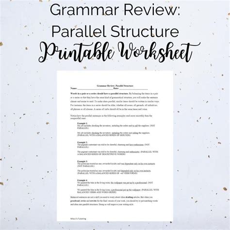 Grammar Review Parallel Structure Worksheet