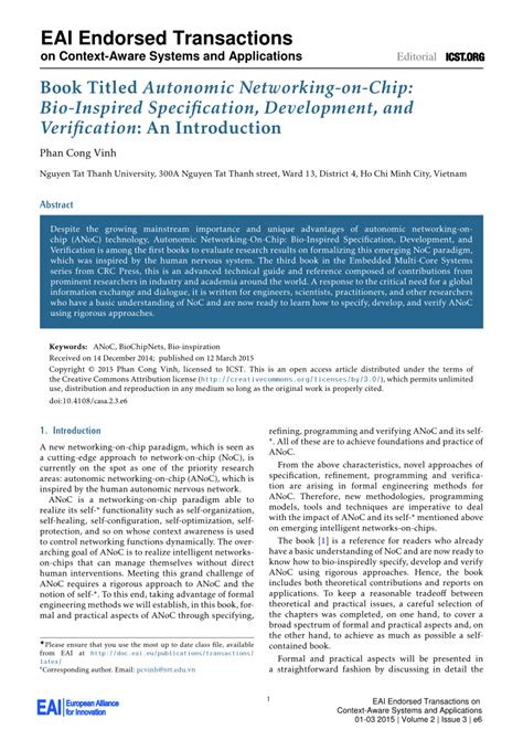Pdf Book Titled Autonomic Networking On Chip Bio Inspired