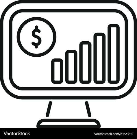 Computer Monitor Showing Growing Bar Chart Vector Image