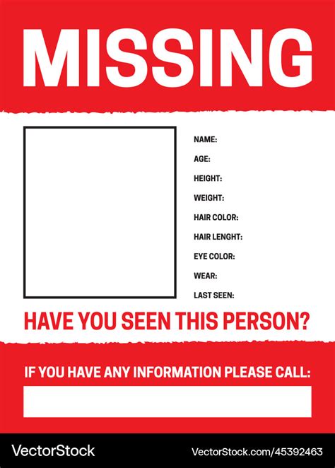 Missing Persons Flyer Template Red Missing Person Poster Template