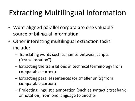 Ppt Information Extraction Lecture 12 Multilingual Extraction Powerpoint Presentation Id