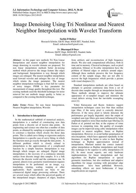 Pdf Image Denoising Using Tri Nonlinear And Nearest Neighbor Interpolation With Wavelet Transform