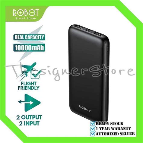 Promo Powerbank Robot Rt12 10000 Mah Dual Input Dual Output Garansi Resmi 1 Tahun Rt12 Black