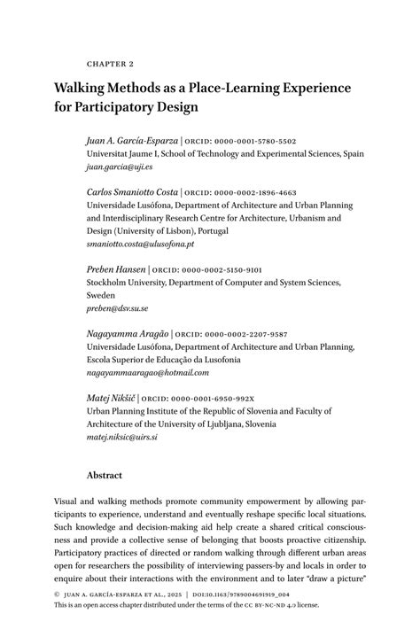 PDF Walking Methods As A Place Learning Experience For Participatory Design
