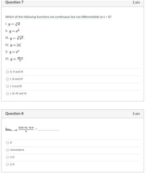 Solved Question Pts Which Of The Following Functions Are Chegg
