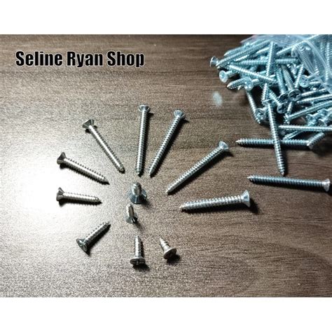 Jual 100 Pcs Sekrup Kayu Sekrup Papan Kepala Plus Rata Jf Putih Full Drat Aneka Ukuran Shopee