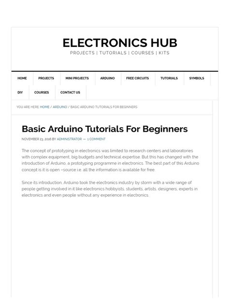 Basic Arduino Tutorials For Beginners Pdf Arduino Prototype