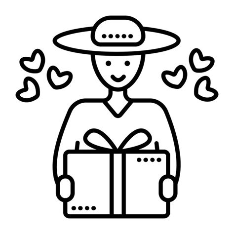 Premium Vector Deliveryman In A Hat Courier With A Parcel Black Line Vector Illustration