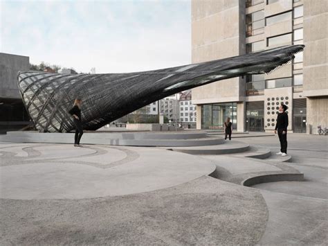 Drones And Robots Weave Carbon Fibre Pavilion Based On Moth Webs