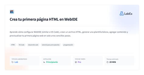 crea tu primera página html en webide labex