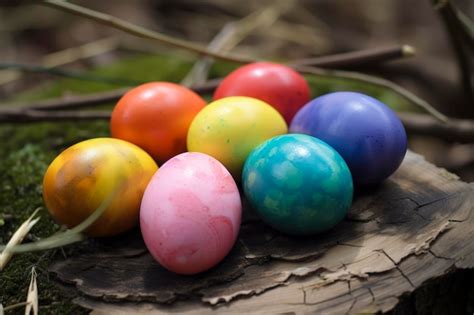 Premium Photo How To Celebrate Easter A Display Of Colorful Easter Eggs On A Nest Of Wooden