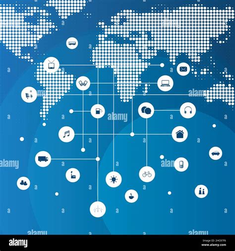 Smart City Cloud Computing Design Concept With Icons Digital Network Communication
