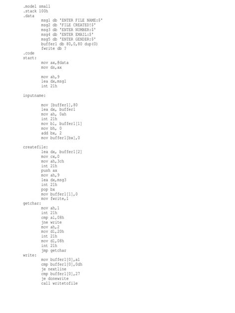 Tasm Code To Create A File And Write To It Pdf
