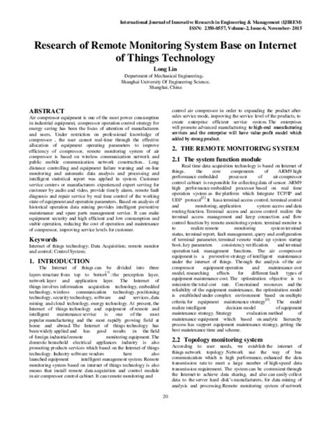 Pdf Research Of Remote Monitoring System Base On Internet Of Things Technology