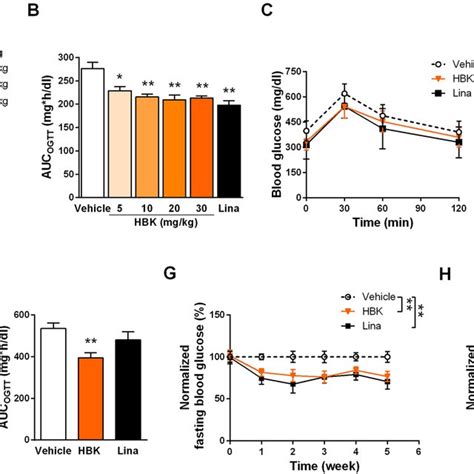 glucose lowering effect of hbk001 treatment in icr mice diabetic db db