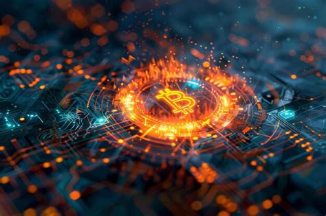 A Symbolic Image Showing A Blockchain Core Encircled By A Firewall With Digital Flames Deterring