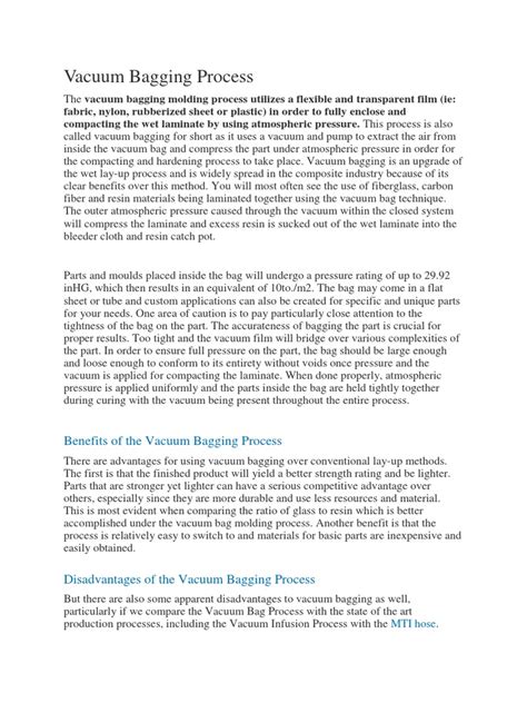 Vacuum Bagging Process Pdf Composite Material Fiberglass
