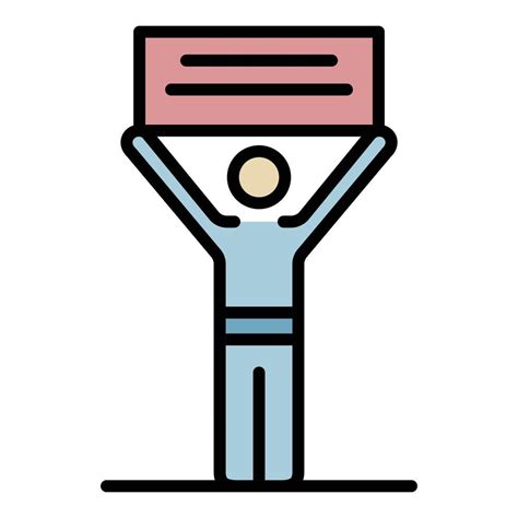 Man Demonstration Banner Icon Color Outline Vector 15147389 Vector Art