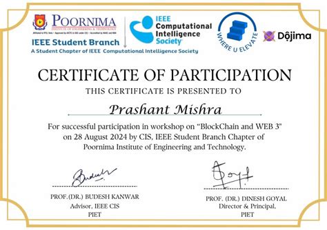 Earned A Blockchain Certification From Poornima Institute Prashant Mishra Posted On The Topic