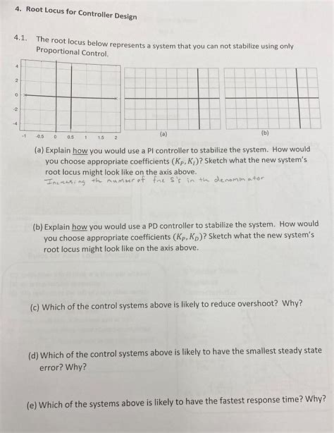 Solved Root Locus For Controller Design The Root Chegg