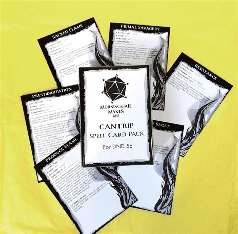 Printed Cantrip Spell Cards For Dnd 5e 2014 Pyromancer Dnd Spell