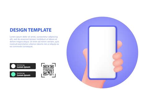 모바일 앱 다운로드를 위한 방문 페이지 배너입니다 손은 스마트폰을 들고 Qr 코드를 스캔합니다 프리미엄 벡터