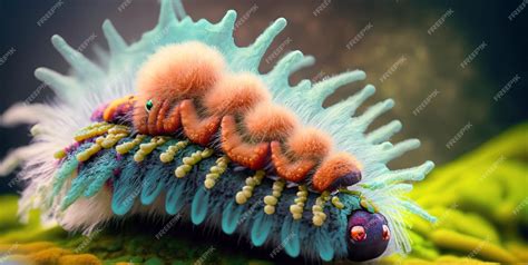 Premium Ai Image Firefly Fuzzy Psychedelic Caterpillar Sitting On A