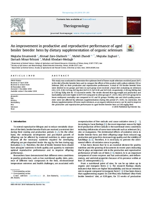 Pdf An Improvement In Productive And Reproductive Performance Of Aged Broiler Breeder Hens By