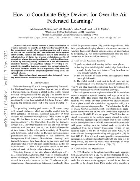 Pdf How To Coordinate Edge Devices For Over The Air Federated Learning