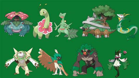 Grass Type Starter Pokemon Final Evolutions By Quintonshark8713 On