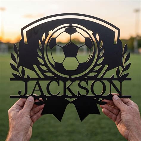 Personalized Soccer Metal Wall Art Custom Football Player Sign Name