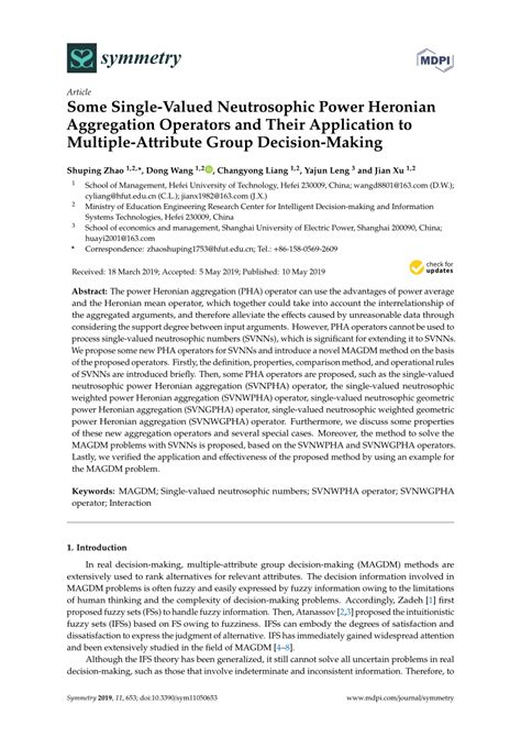 Pdf Some Single Valued Neutrosophic Power Heronian Aggregation