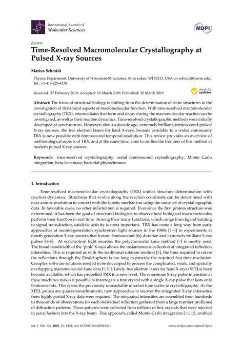 Pdf Time Resolved Macromolecular Crystallography At Pulsed X Ray Sources