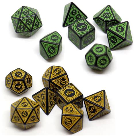 클래식 룬 릴리프 보드 게임 세트 주사위 7개 상자 포함 다면체 테이블 게임 주사위 Temu Korea