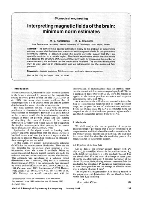 Pdf Hämäläinen Ms Ilmoniemi Rj Interpreting Magnetic Fields Of The