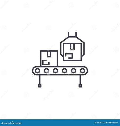 Factory Production Line Linear Icon Concept Factory Production Line